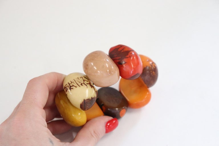 Multi-Color Cuff Bracelet in Vegetable Ivory Tagua, Unique Italian ...