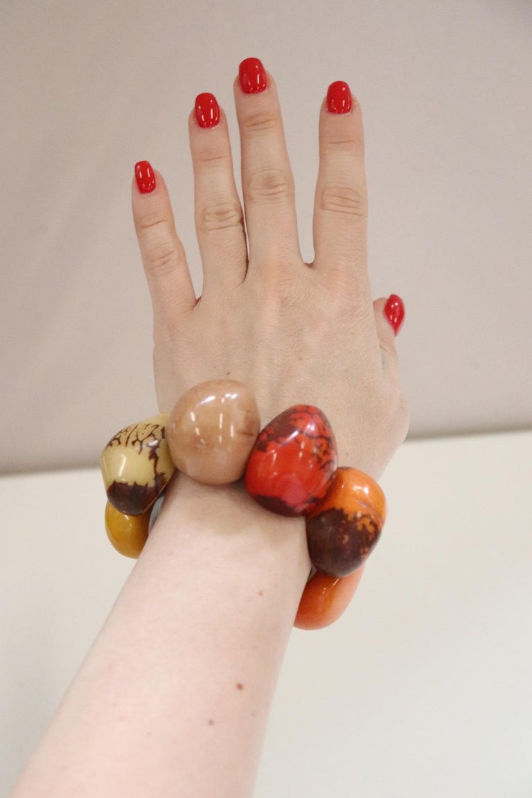 Multi-Color Cuff Bracelet in Vegetable Ivory Tagua, Unique Italian ...