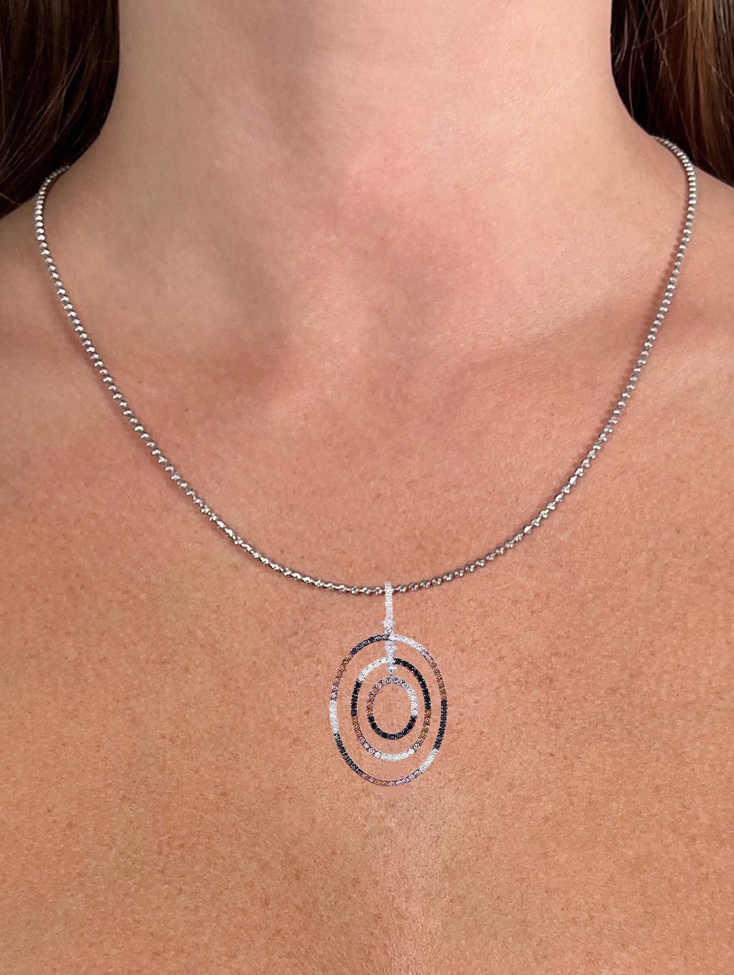Multicolor Diamonds Pendant Necklace 1.05 Carats 18K White Gold For ...