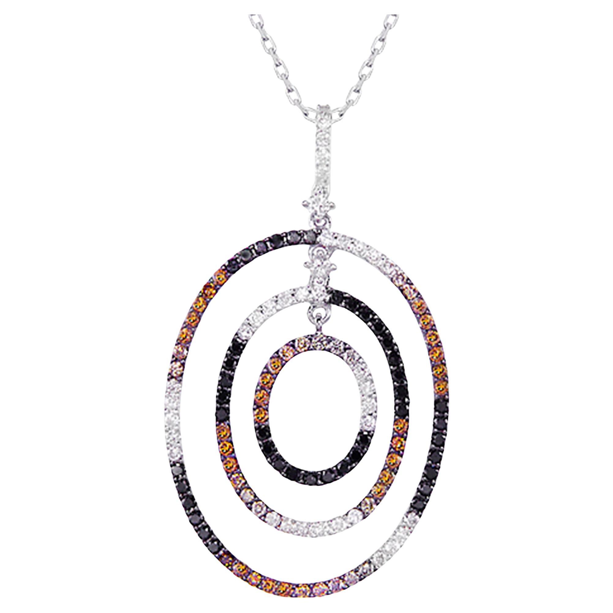 Multicolor Diamonds Pendant Necklace 1.05 Carats 18K White Gold For ...