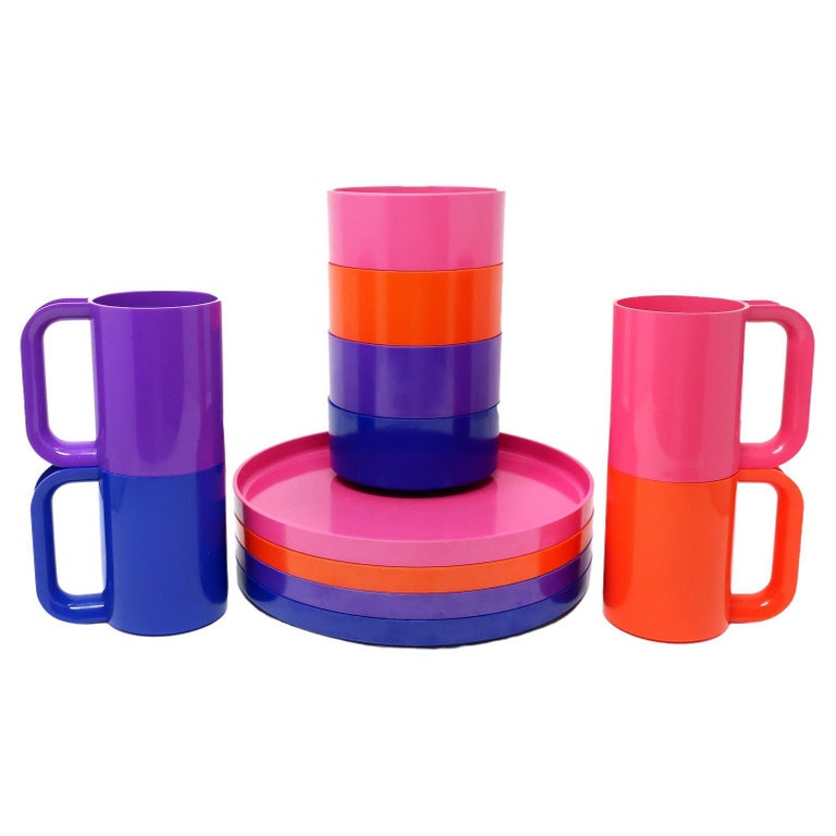 Multicolor Dinnerware by Vignelli for Heller, Set of 12 at 1stDibs