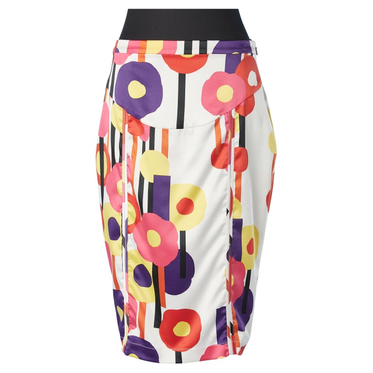 Multicolor flower print pencil skirt Just Cavalli For Sale at 1stDibs