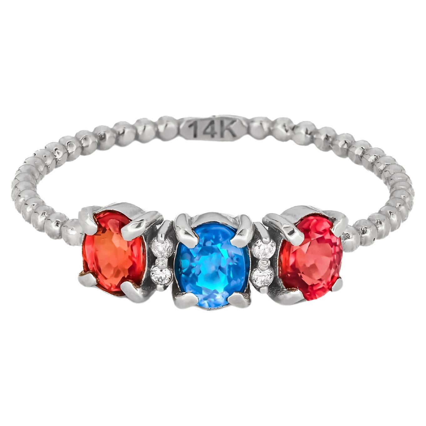 Customizable Multicolor gemstone 14k gold ring. For Sale at 1stDibs