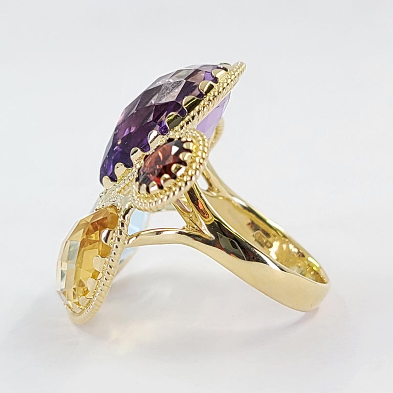 Multicolor Gemstone Ring in Yellow Gold For Sale at 1stDibs