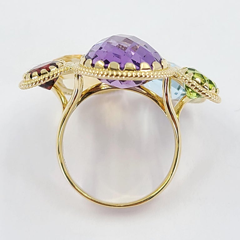 Multicolor Gemstone Ring in Yellow Gold For Sale at 1stDibs