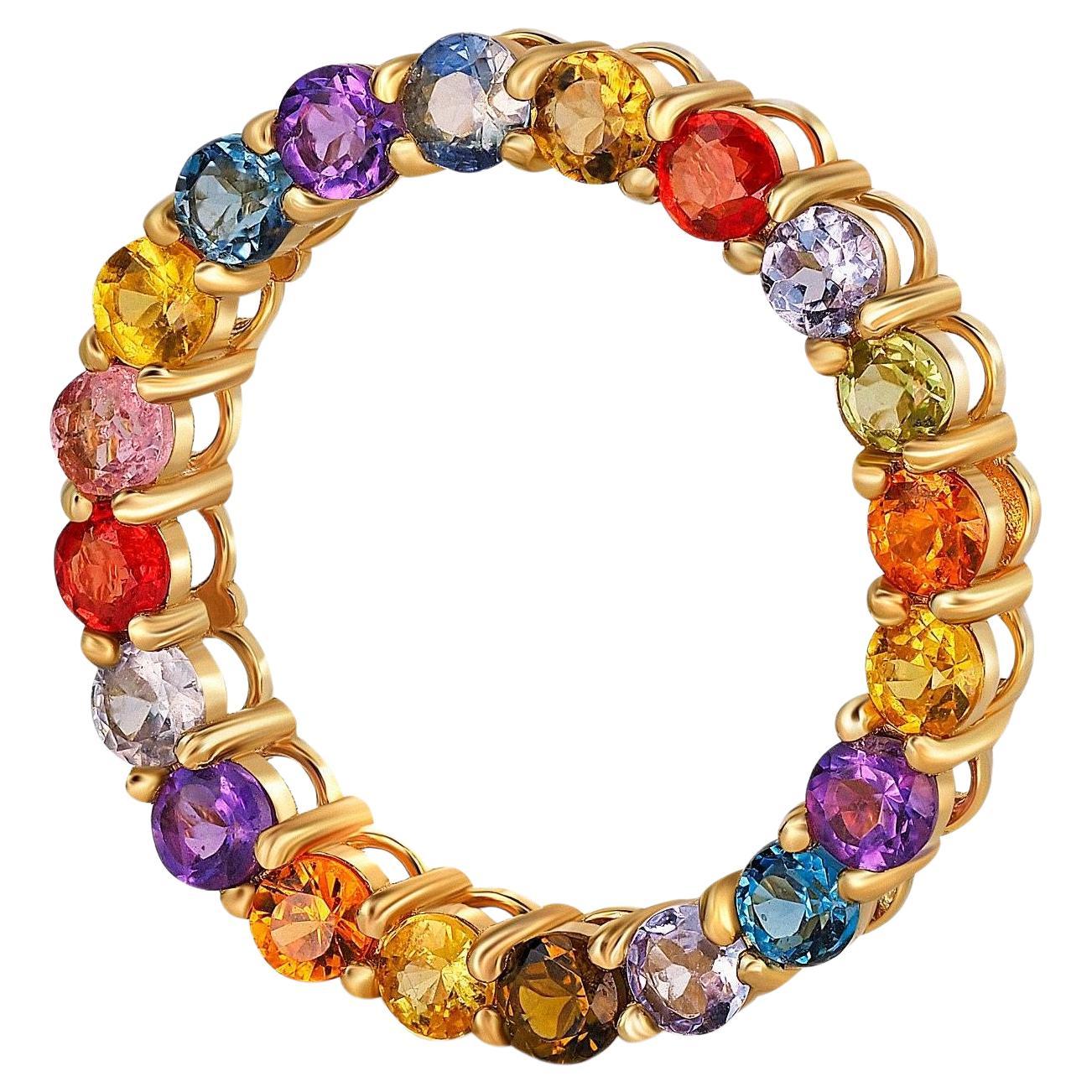 Multicolor gemstones Full Eternity Pendant in 14k gold For Sale at 1stDibs