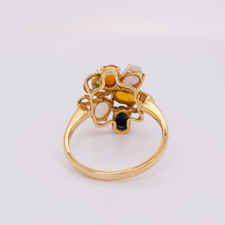 Multicolor Jade Ring in 14k Yellow Gold Made in Hong Kong For Sale at ...