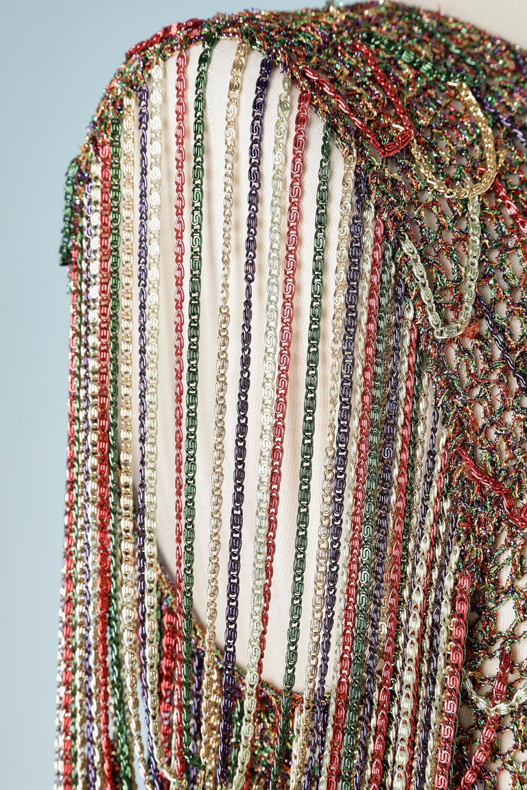 Multicolor lurex knit top with chains and lurex knit sleeves Loris ...