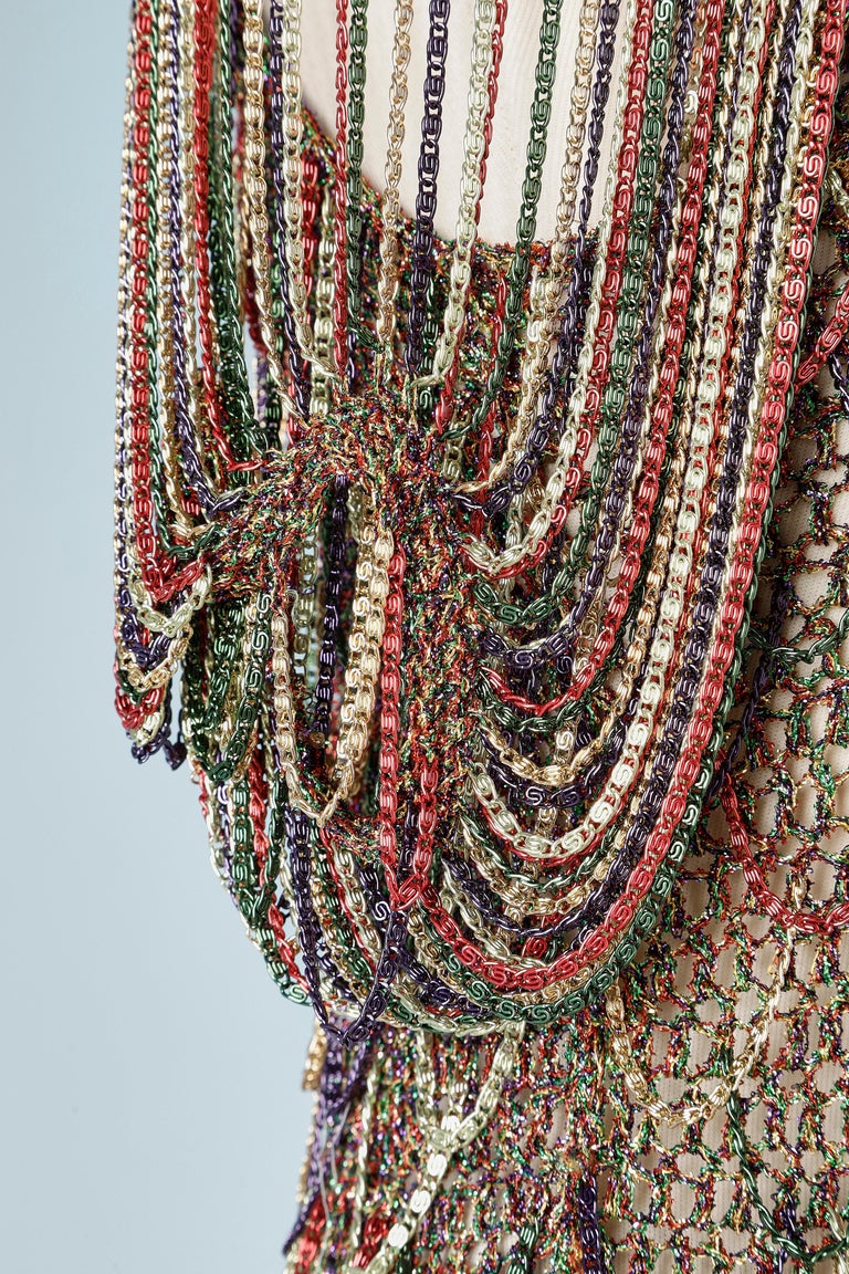 Multicolor lurex knit top with chains and lurex knit sleeves Loris ...