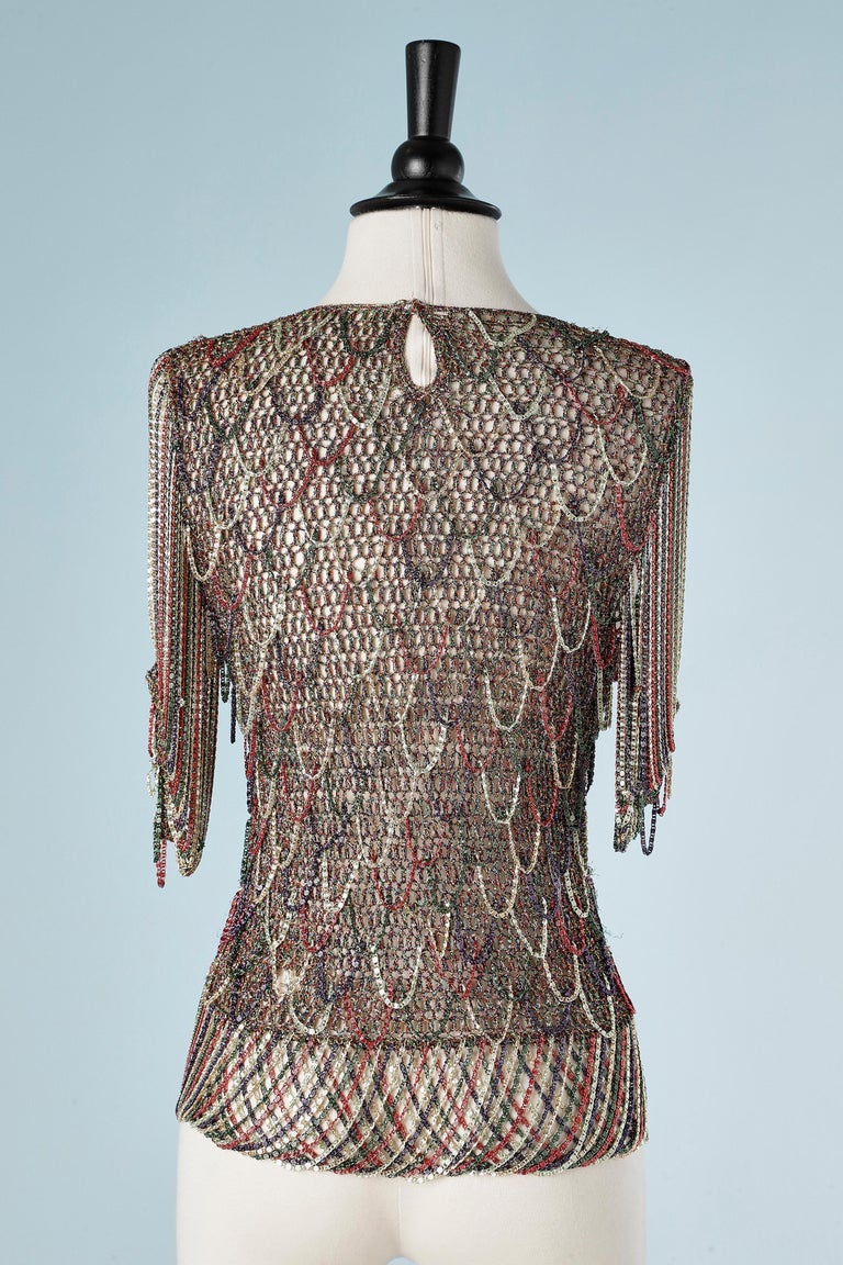 Multicolor lurex knit top with chains and lurex knit sleeves Loris ...