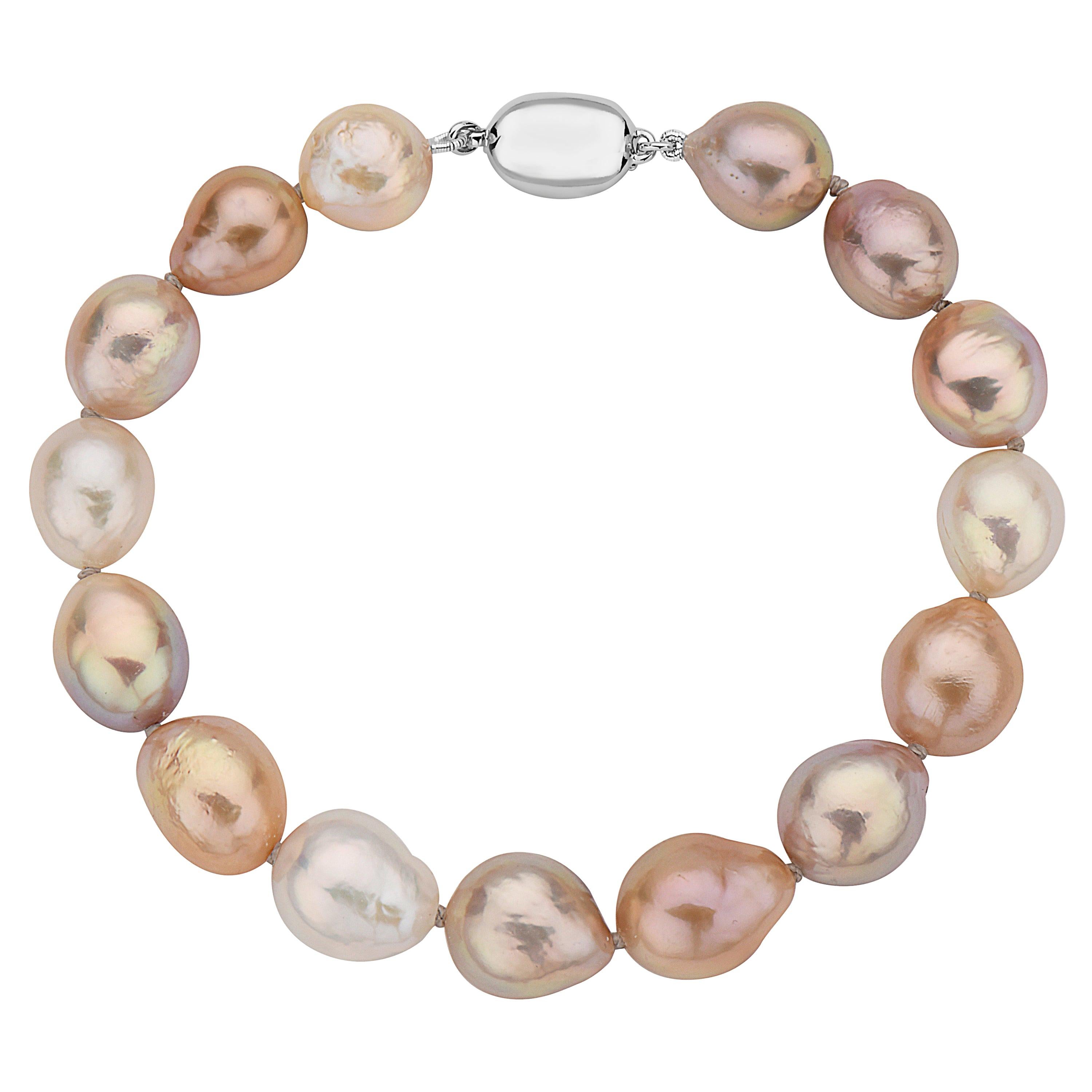 Multicolor Pink Freshwater Baroque Bracelet For Sale at 1stDibs