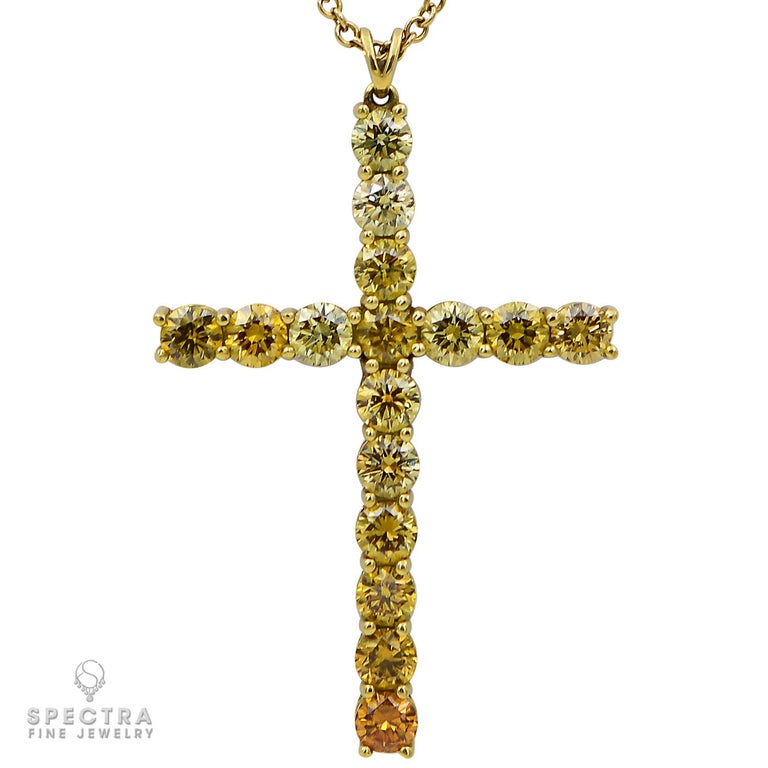 Spectra Fine Jewelry Multicolor Diamond 18kt Gold Cross Necklace For ...