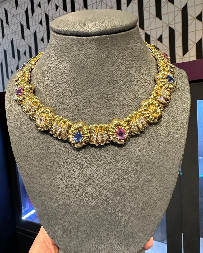 Multicolor Sapphire Necklace For Sale at 1stDibs