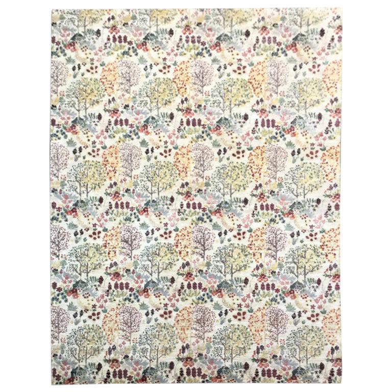 Multicolor Silk and Wool Rug, Japanese Design at 1stDibs