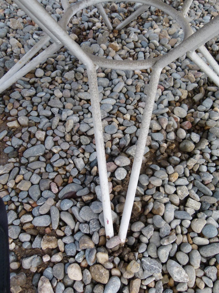 Round Ceramic Tile Garden Table with Iron Base For Sale at 1stDibs