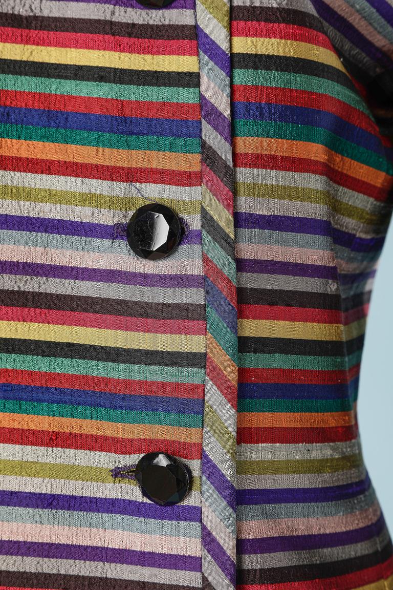 Multicolor stripes cocktail skirt-suit in raw silk Christian Dior For ...