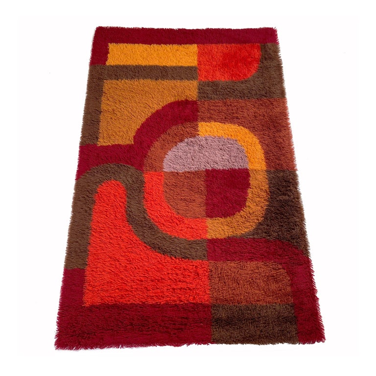 Multi-Color Vintage 1970s Modernist High Pile Panton Style Rug, Germany ...
