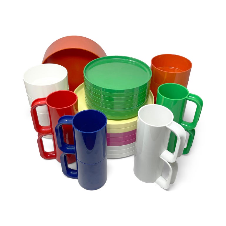 Multicolored Dinnerware by Vignelli for Heller, Set of 33 For Sale at ...