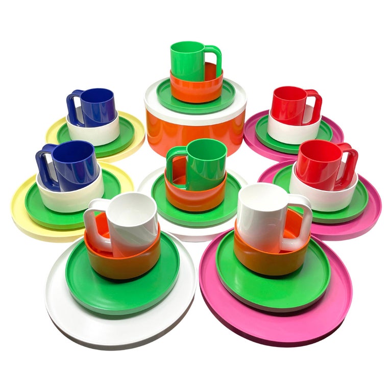 Multicolored Dinnerware by Vignelli for Heller, Set of 33 For Sale at ...