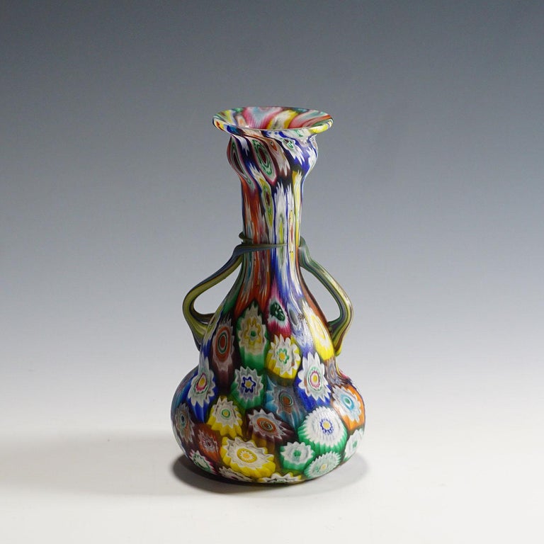 Multicolored Fratelli Toso Millefiori Murrine Vase, Murano Early 20th ...