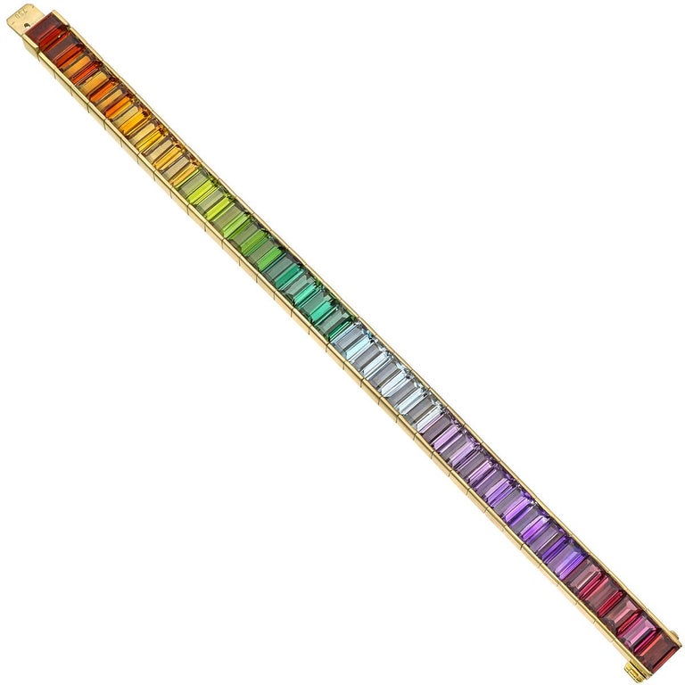 Multicolored Gemstone "Rainbow" Bracelet at 1stDibs | rainbow gemstone ...