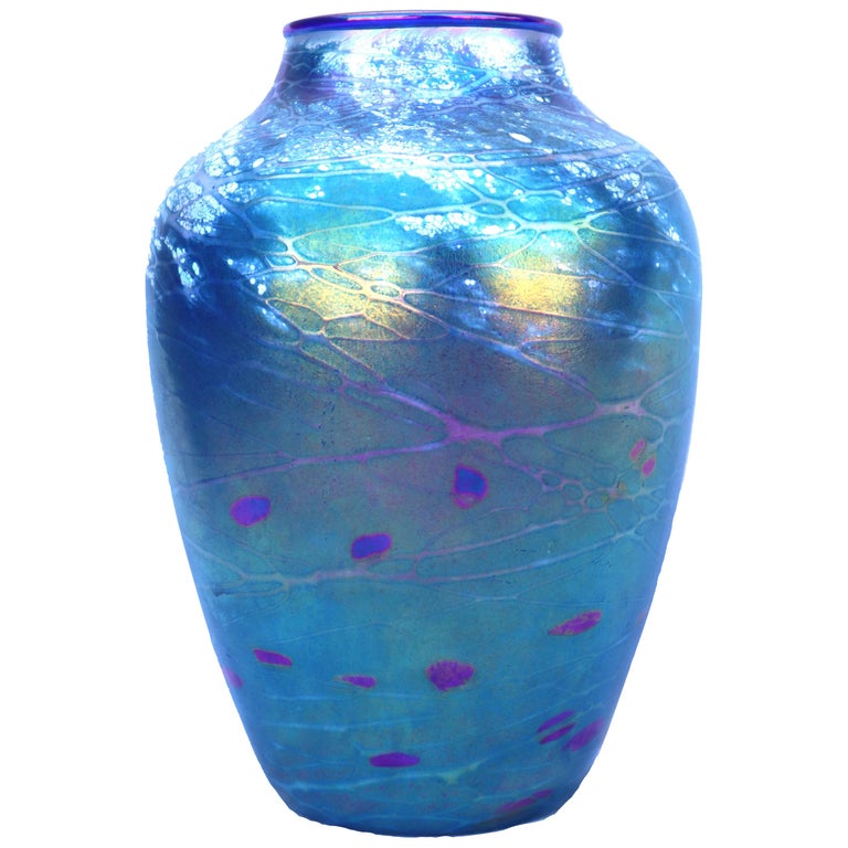 Multicolored Metallic Blue Vase Strini Glass For Sale at 1stDibs