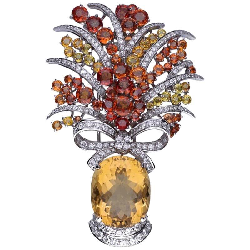 Naomi Sarna Multicolored Sapphire Amethyst Diamond Gold Petal Brooch ...