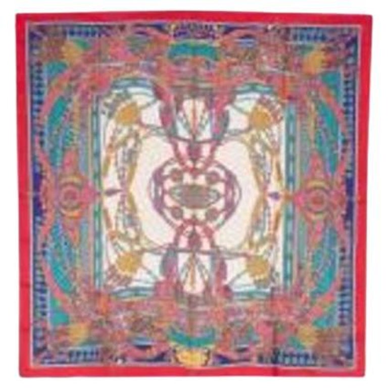 multicolour baroque print silk twill square scarf 90 For Sale at 1stDibs