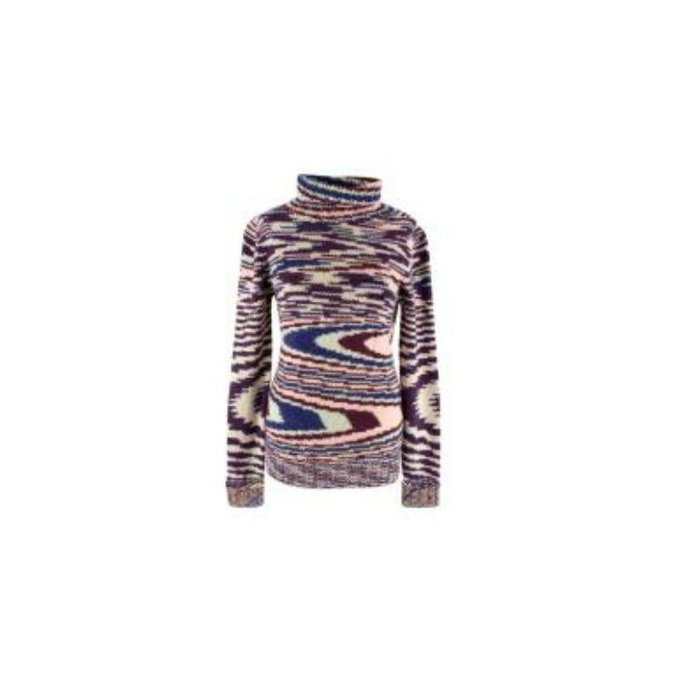 Multicolour striped roll neck jumper For Sale at 1stDibs