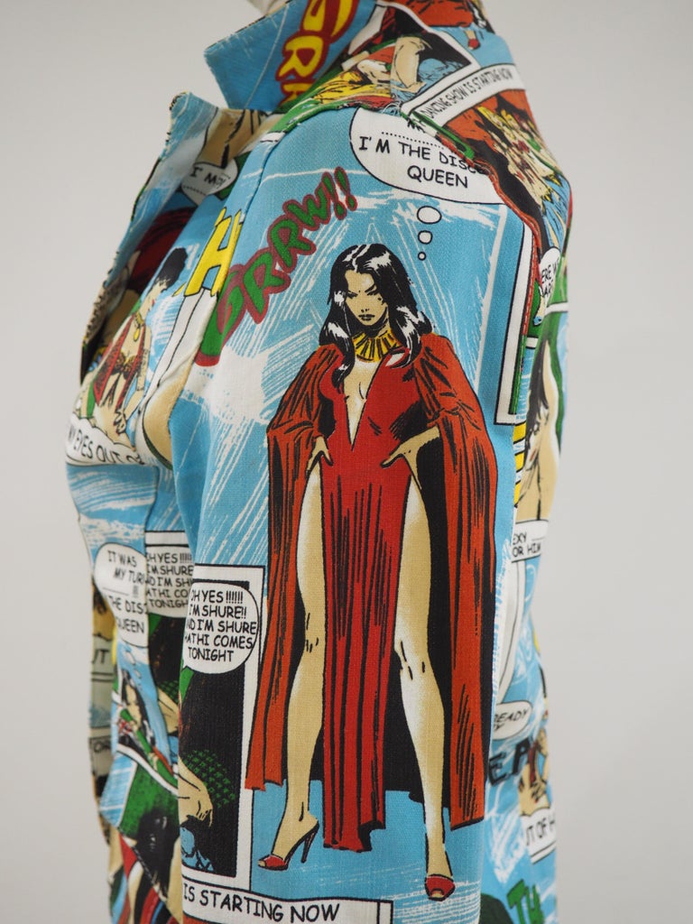 Multicoloured comics vintage jacket at 1stDibs