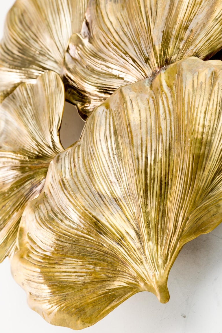 Multiple Ginkgo Leaves Casted Brass Applique For Sale at 1stDibs