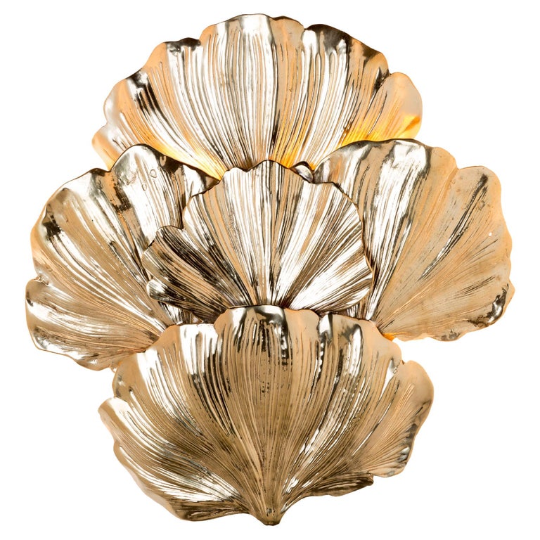 Multiple Ginkgo Leaves Casted Brass Applique For Sale at 1stDibs