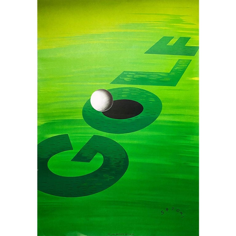 Munetsugu Satomi - Circa 1960 Original Golf Poster by Satomi - Japanese ...