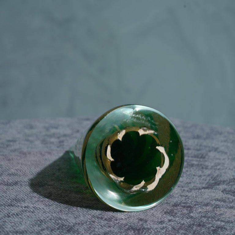 Murano Art Glass Green and Gold Tree Sculpture, 1980 at 1stDibs