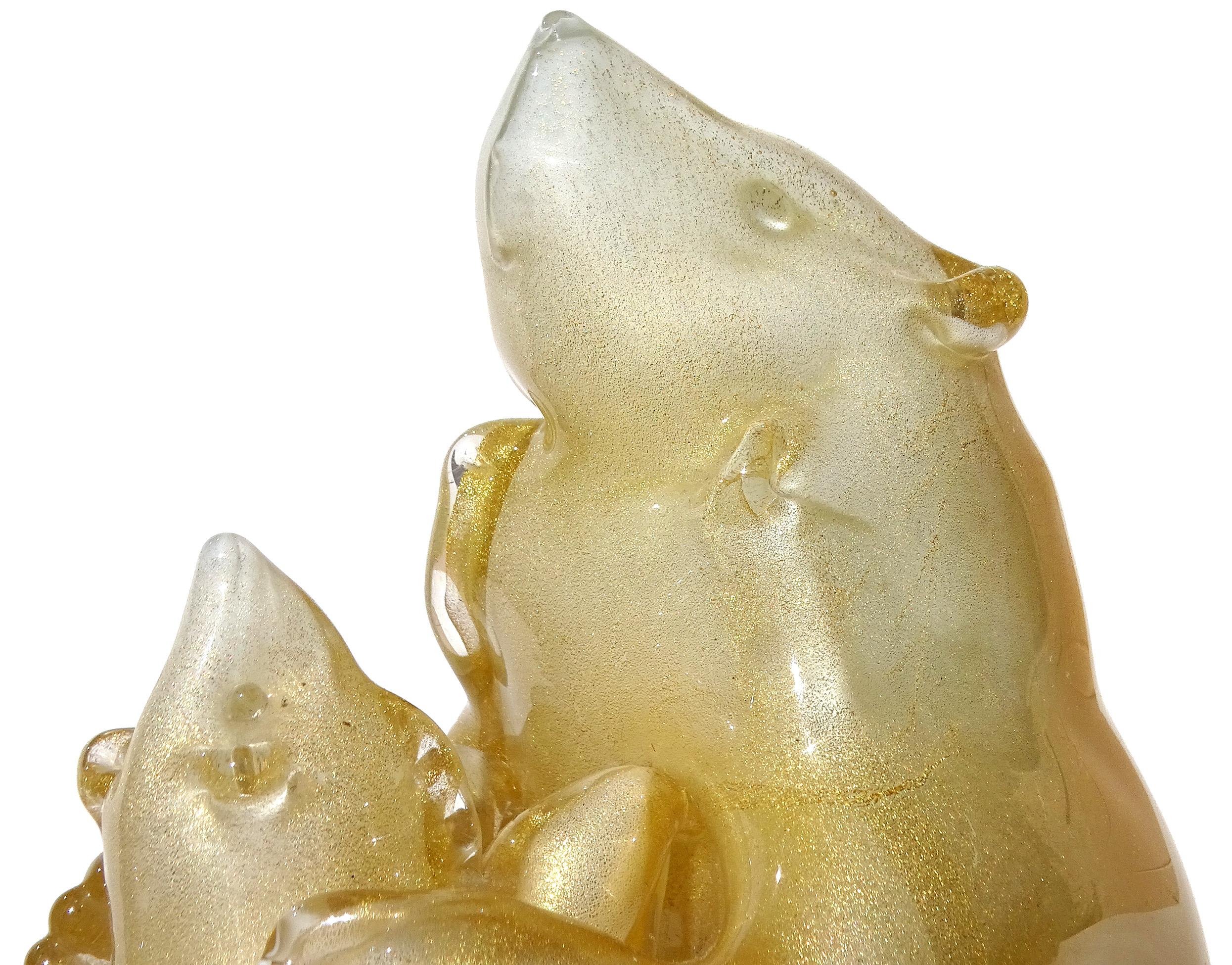 Murano Art Glass Mama Bear Baby Sculpture, Gold Flecks, Rare, Mid ...