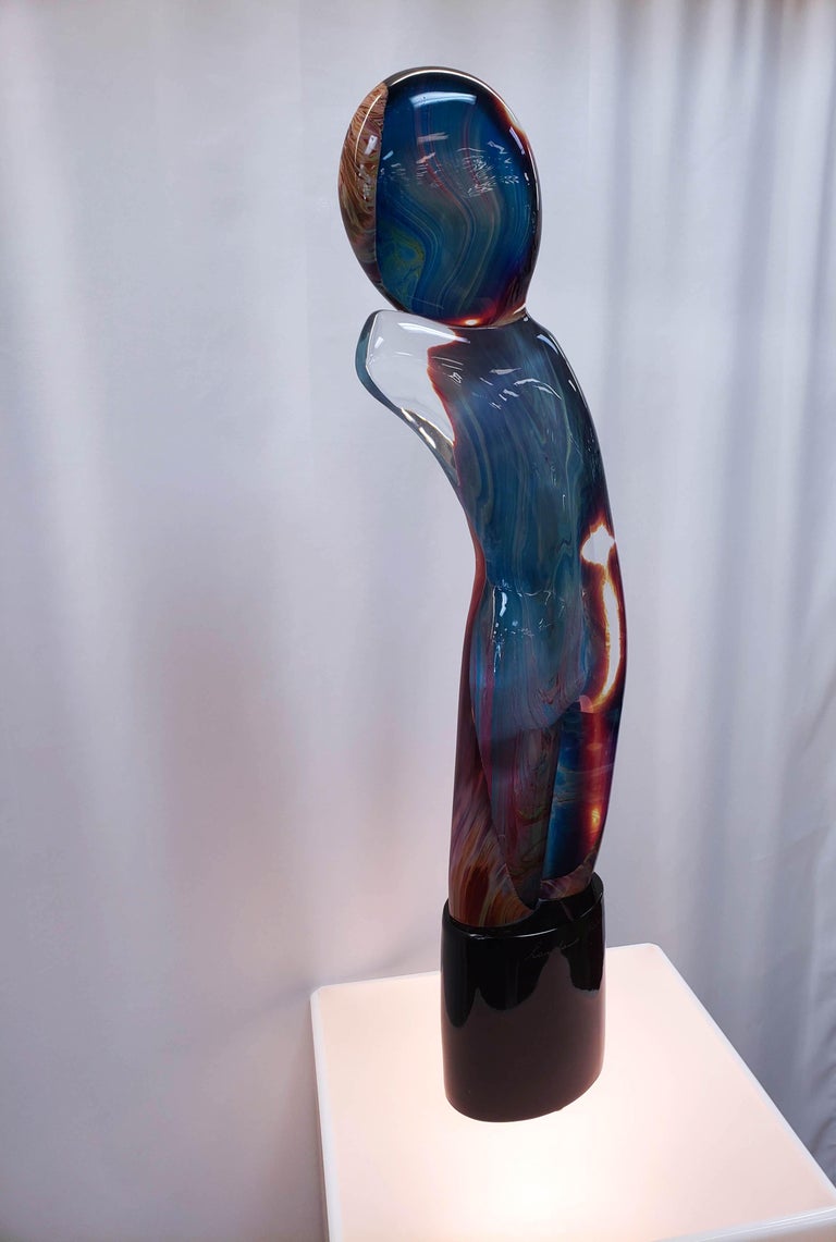 Murano Art Glass Sculpture On Pedestal By Maestro Loredano Rosin