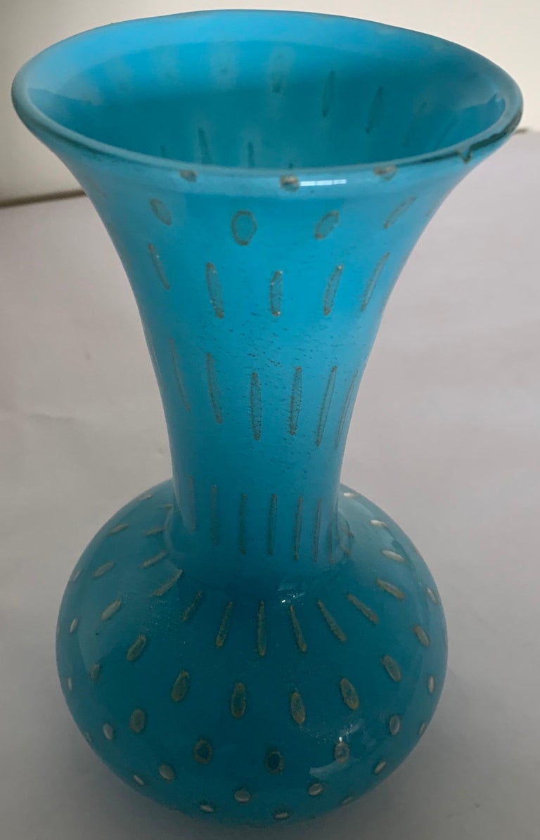 Murano Barbini Robins Egg Blue Glass Vase For Sale at 1stDibs