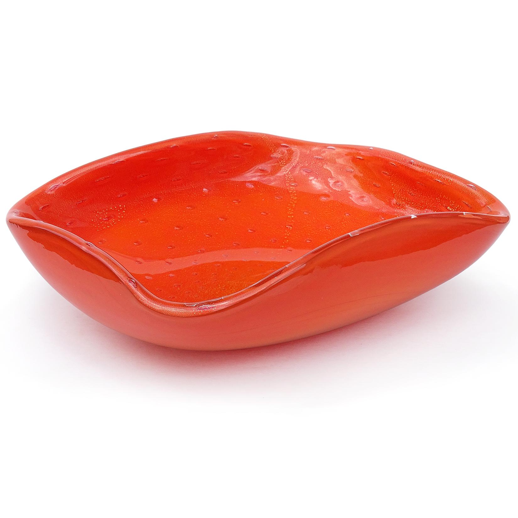 Murano Barbini Vintage Orange Gold Flecks Italian Art Glass Centerpiece ...