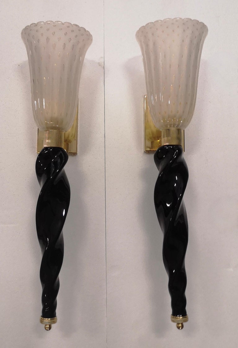 Murano Black and Cream Color Glass Wall Light, 1980 For Sale at 1stDibs