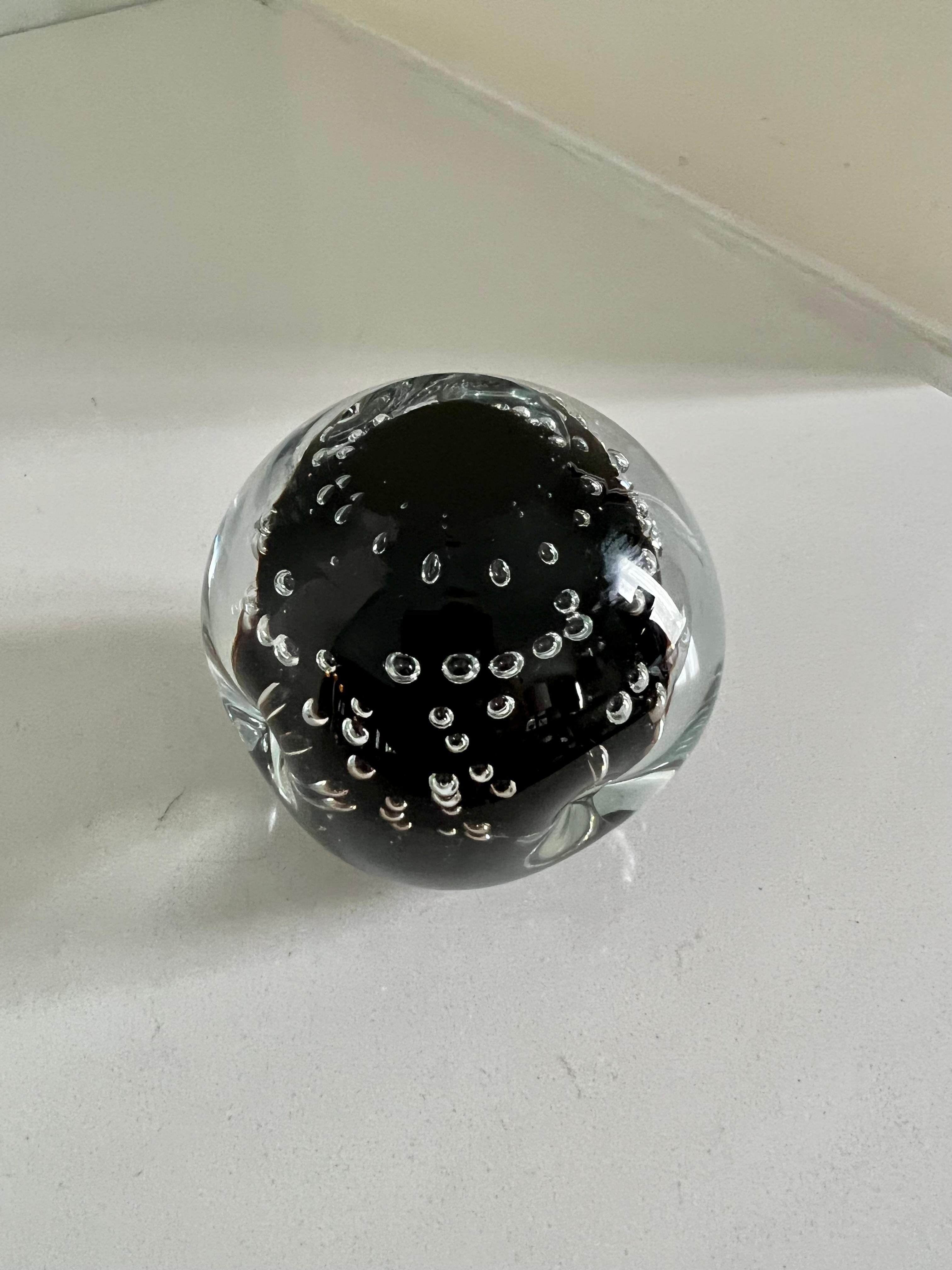 Murano Black Glass Bubble Paperweight For Sale at 1stDibs