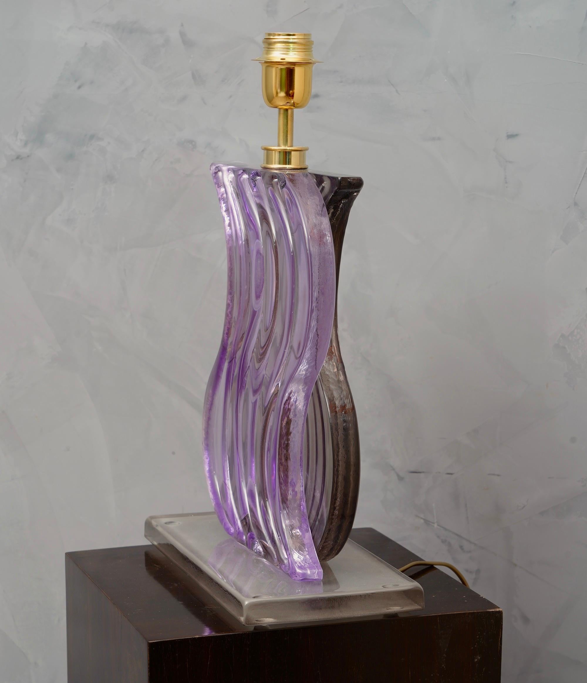 Murano Blown Glass Periwinkle Color Midcentury Table Lamp, 1980 For ...