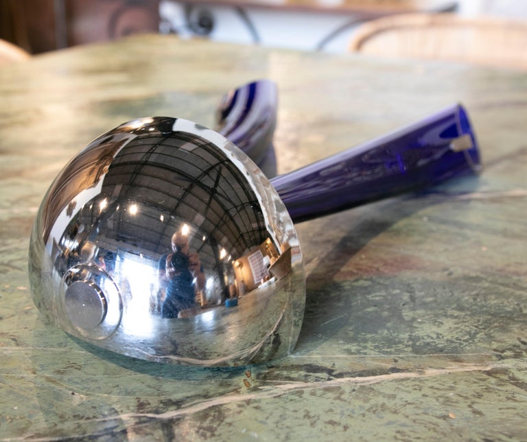 Murano Blue Crystal Wall Sconce with Steel Bracket For Sale at 1stDibs