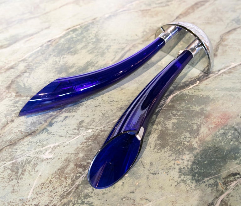 Murano Blue Crystal Wall Sconce with Steel Bracket For Sale at 1stDibs
