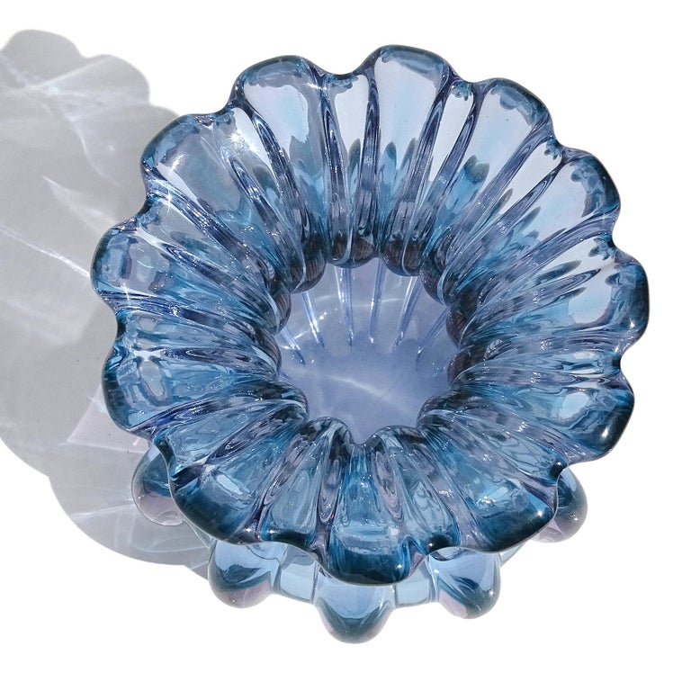 Murano Blue Purple Alexandrite Italian Art Glass Color Changing Flower ...