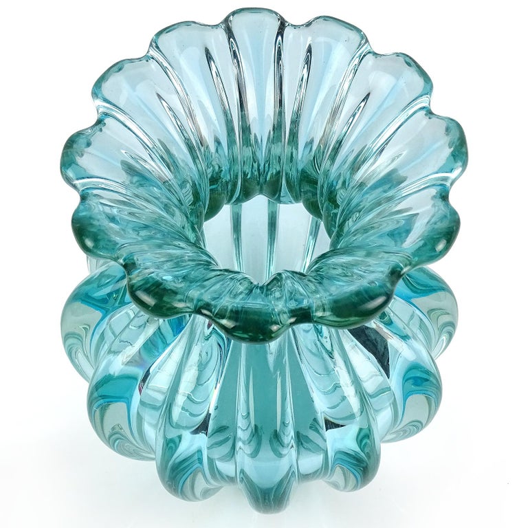 Murano Blue Purple Alexandrite Italian Art Glass Color Changing Flower ...