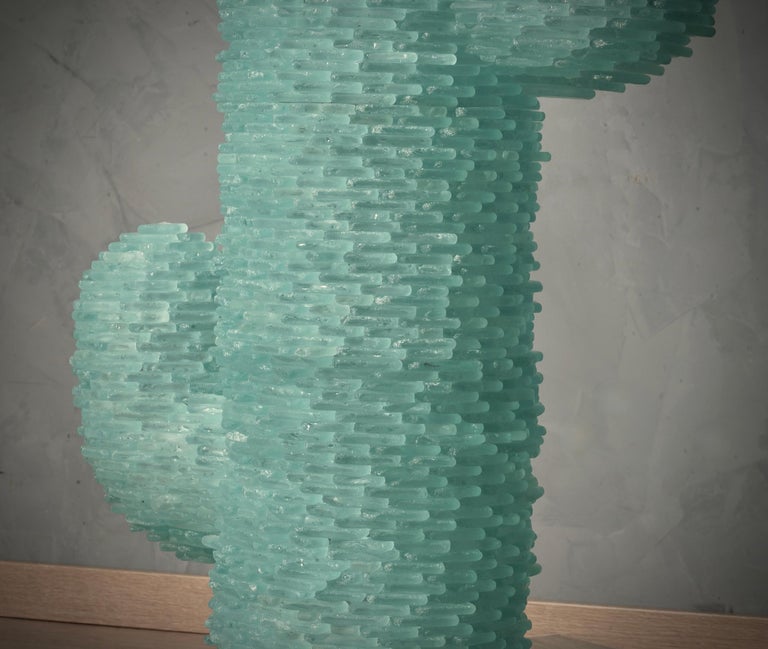 Murano Cactus Art glass Round Water Green Color Floor Lamp, 1970 For ...
