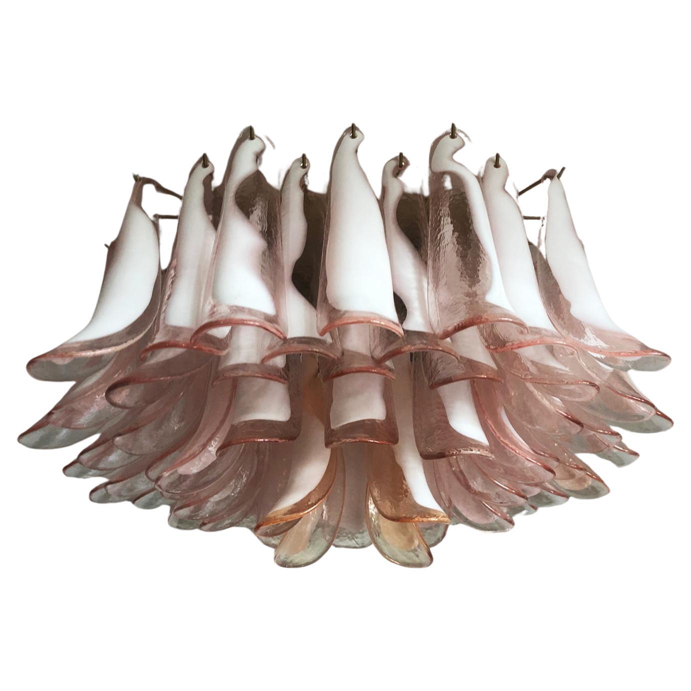 Murano Ceiling Lamp, 64 Caramel Lattimo Glass Petal For Sale at 1stDibs