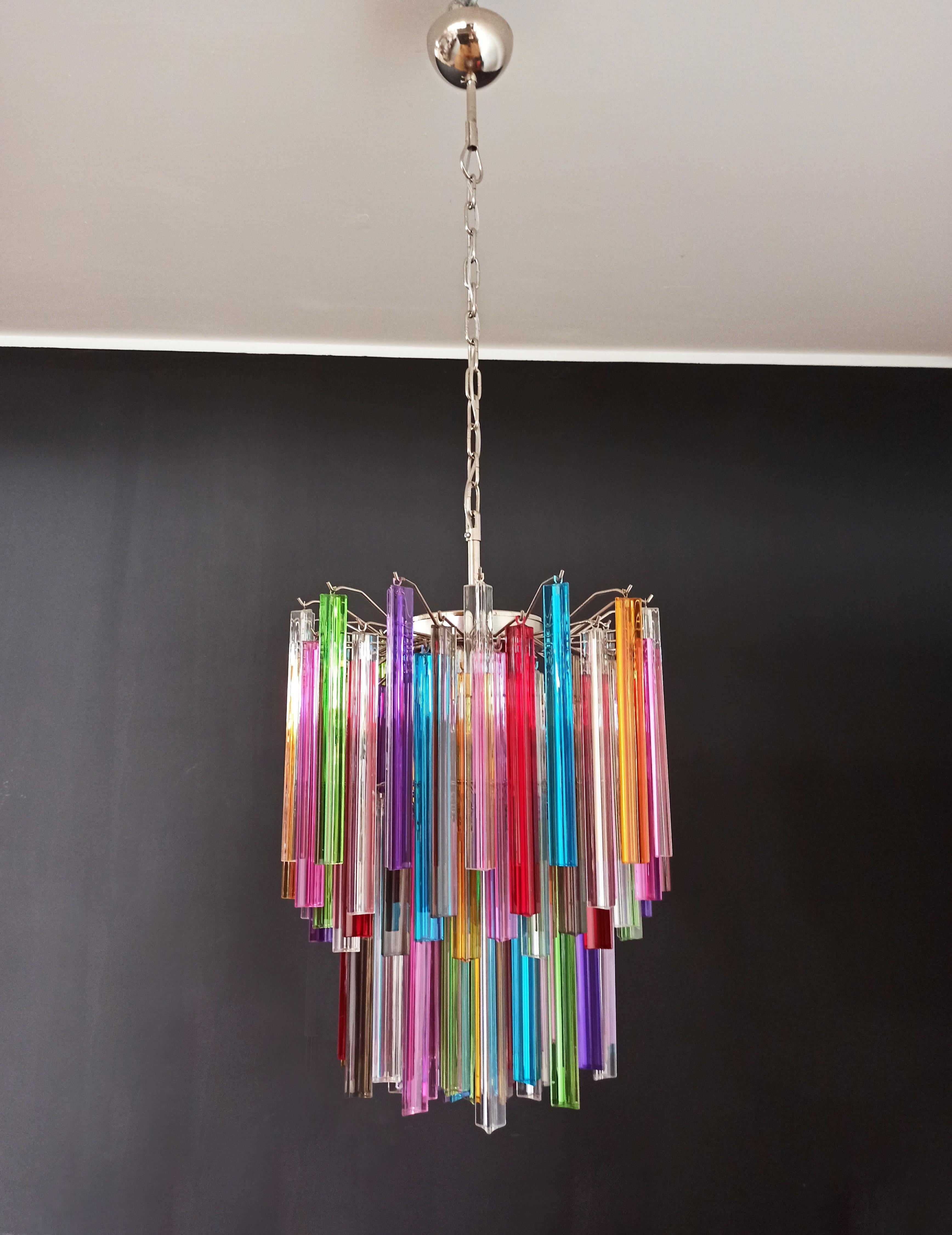 Murano Chandelier Multi-Color Triedri, 107 Prism, Mariangela Model For ...