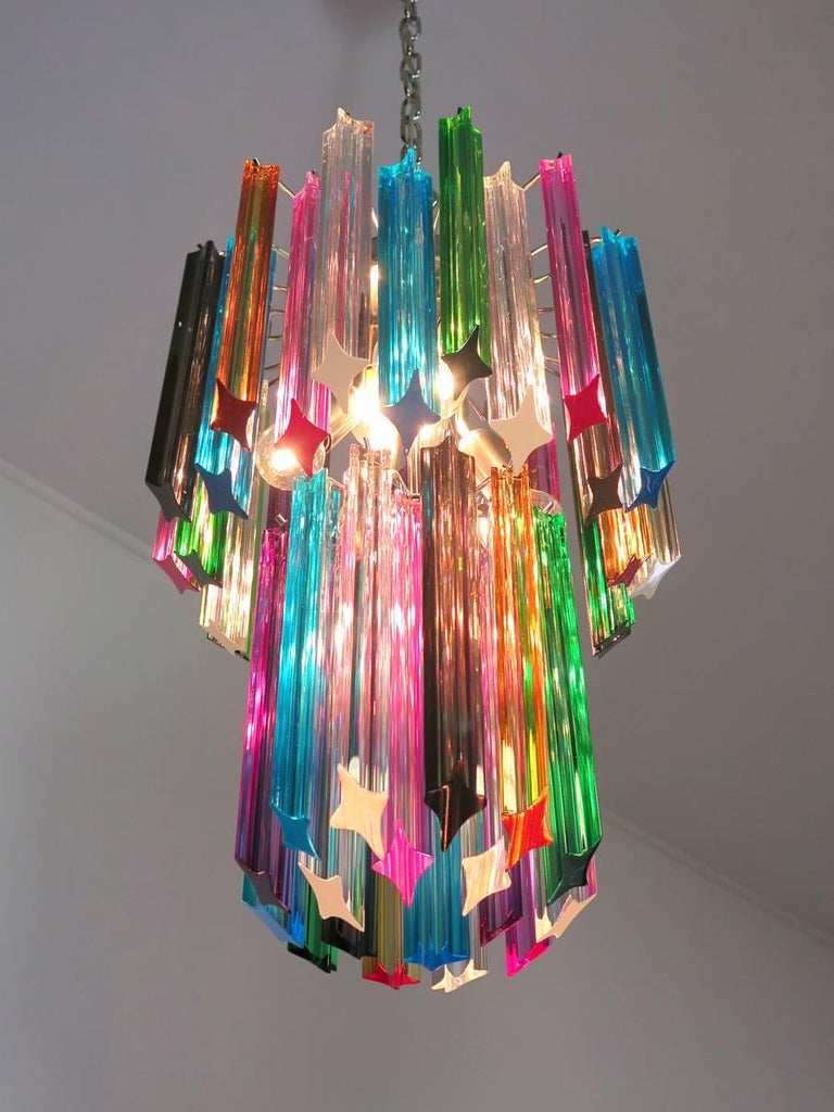 Murano Chandelier Multi-Color, 44 Quadriedri Prism, Mariangela Model ...