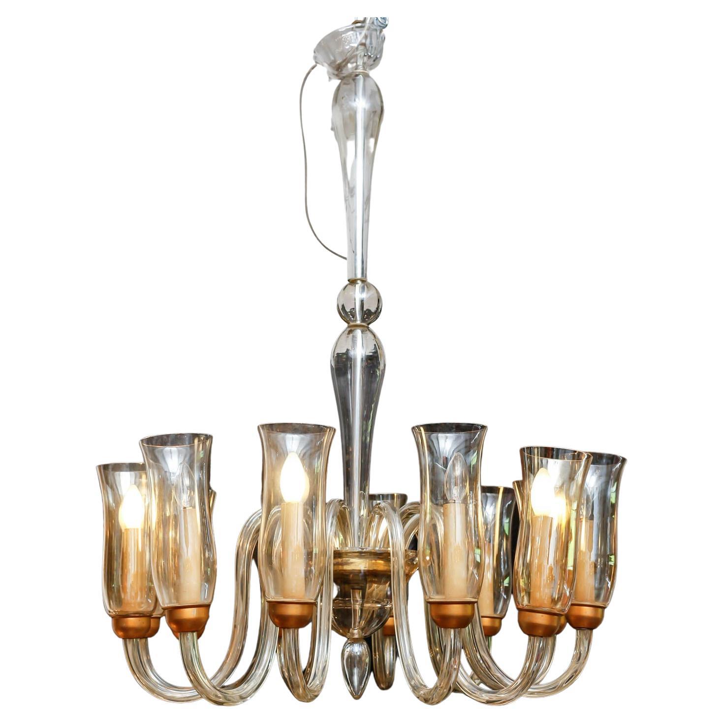 Murano Chandelier with 12 lights, 1930, Art Deco. For Sale at 1stDibs